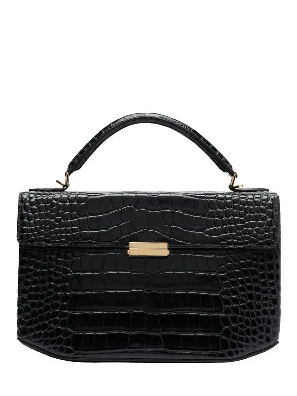 TOTEME Box Small Croc-effect Leather Top-handle Bag - Black