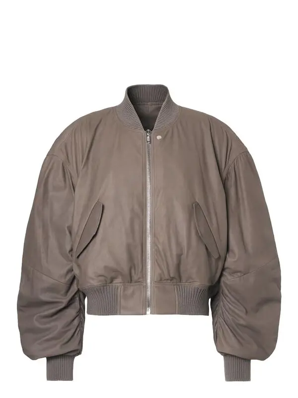 Rick Owens Secchia Flight Leather Bomber Jacket - Grey