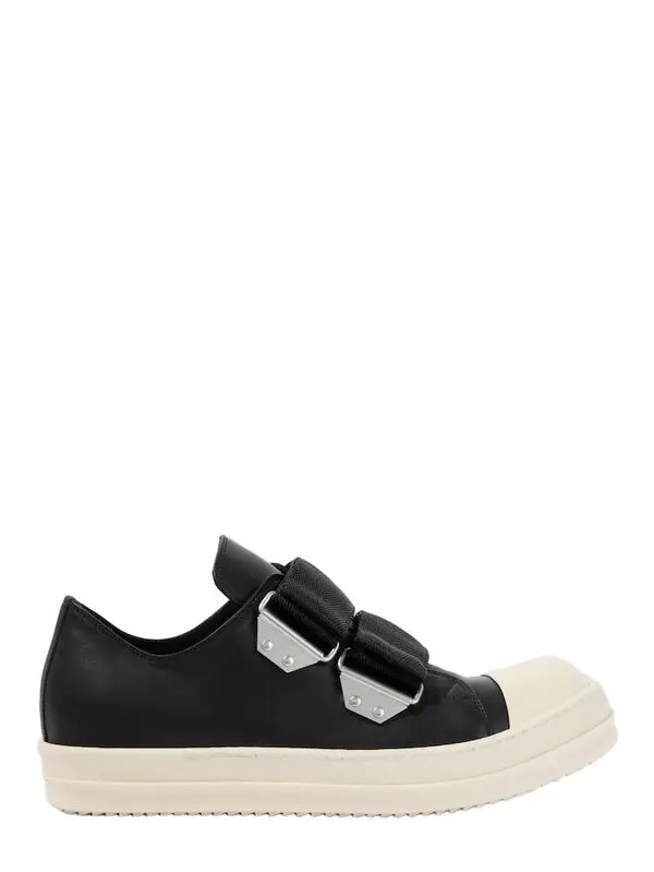 Rick Owens Low Strap Leather Sneakers - Black