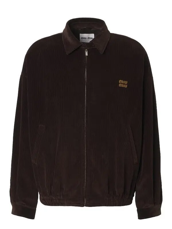 Miu Miu Cotton Corduroy Blouson Jacket - Brown