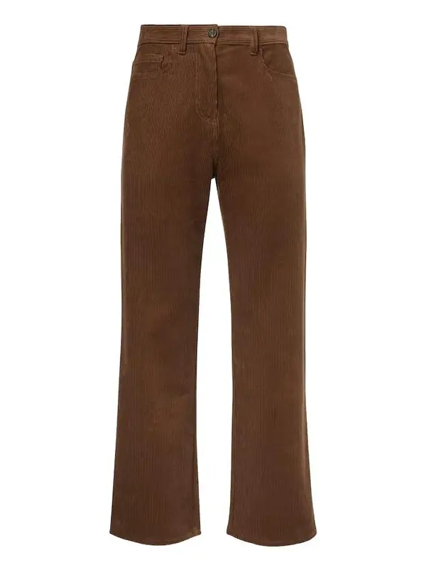 Miu Miu Cotton Corduroy Straight Pants - Brown