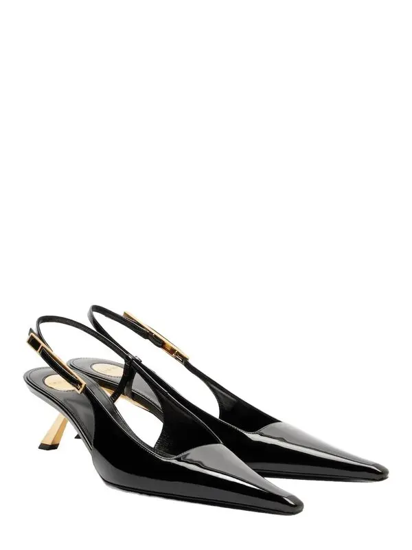 Saint Laurent Lee Patent Leather Slingback Pumps - Black