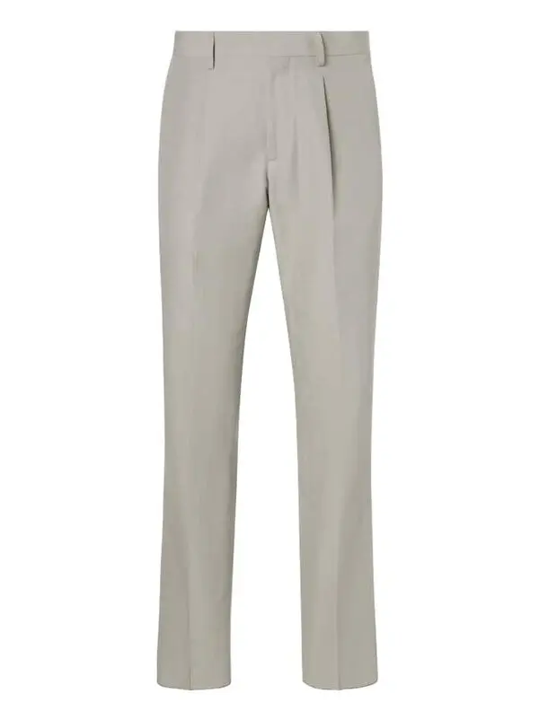 LARDINI Linen, Cotton, And Silk Chinos In Khaki - Green