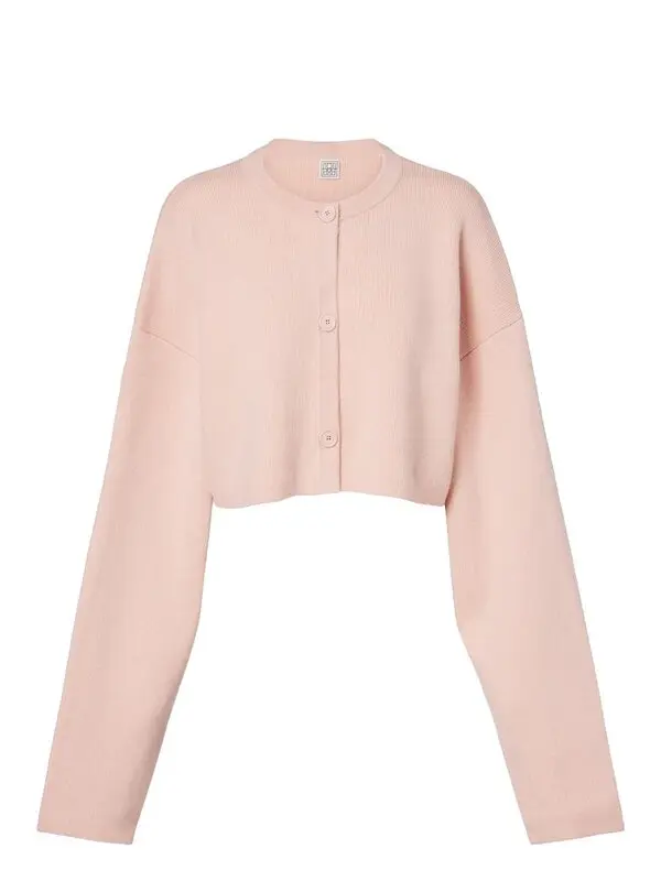 TOTEME Cropped Wool-blend Cardigan - Pink