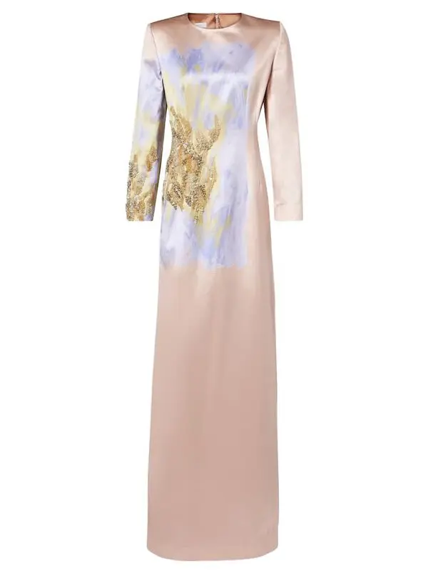 Dries Van Noten Sequined Cotton And Silk Gown - Orange