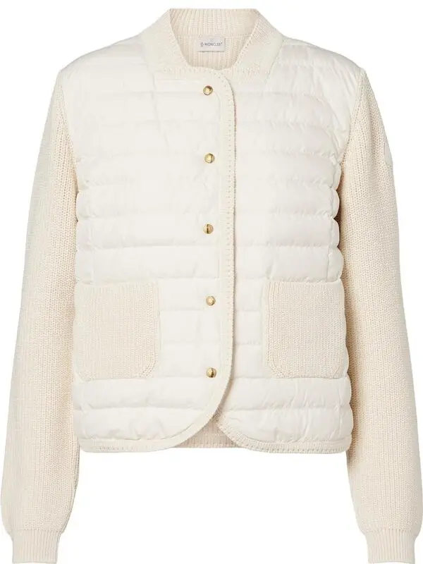 Moncler Down-paneled Cotton Cardigan - White