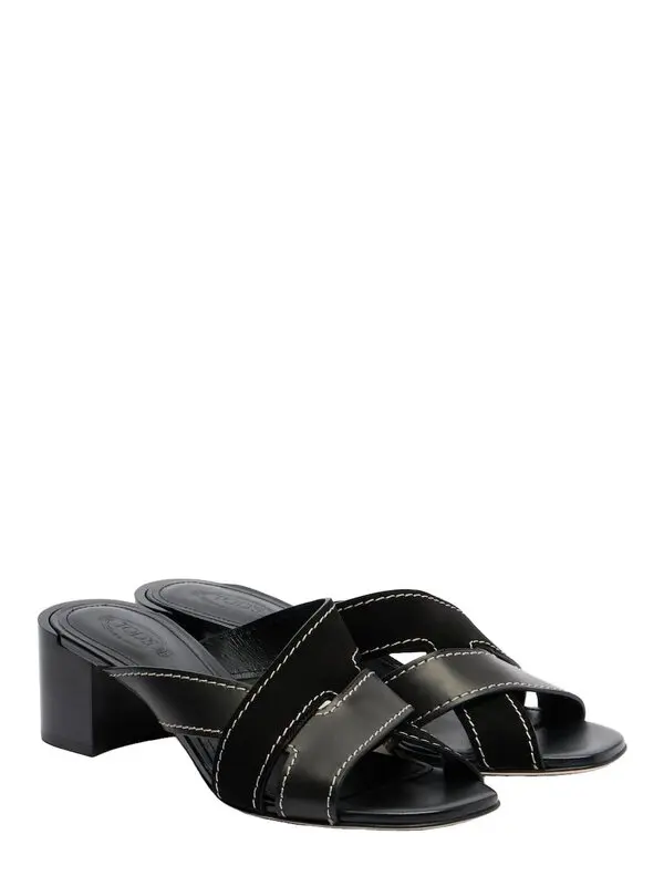 TOD'S 55 Leather Mules - Black