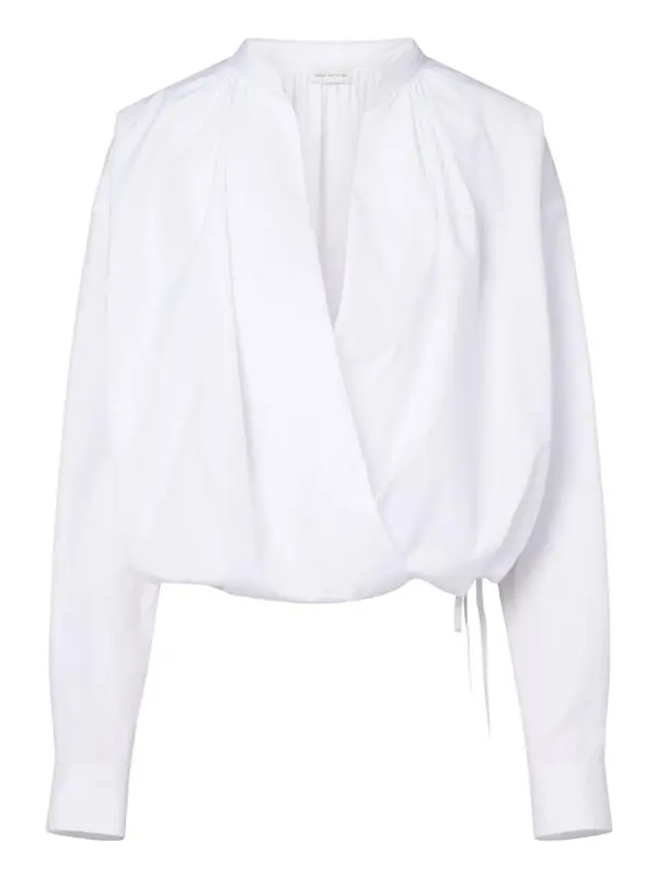 Dries Van Noten Draped Cotton Blouse - White