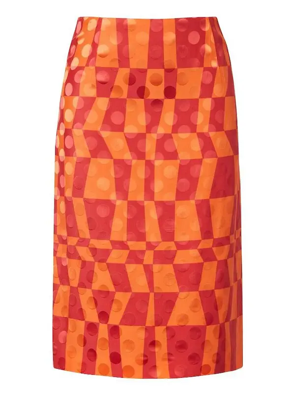 Dries Van Noten Satin Jacquard Midi Skirt - Orange