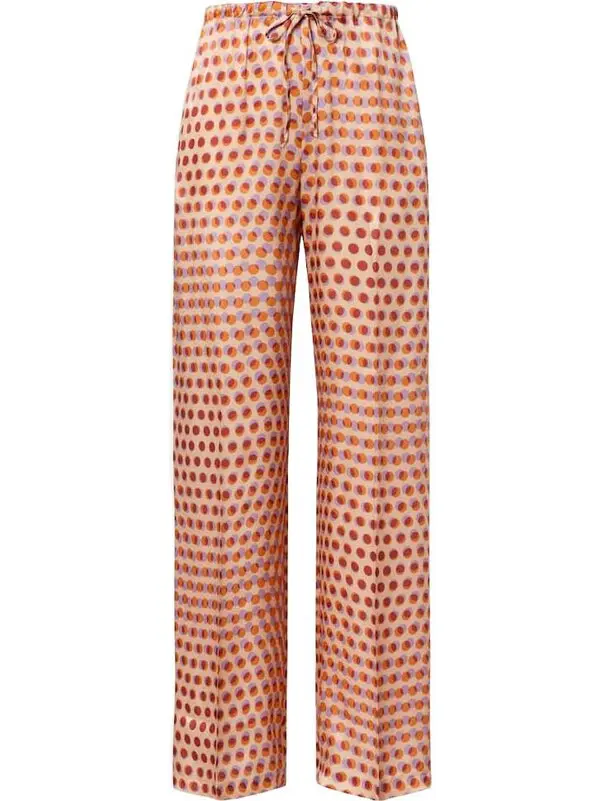 Dries Van Noten Polka-dot Wide-leg Silk Pants - Orange