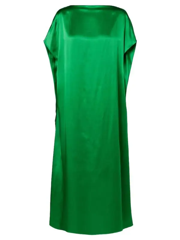 Dries Van Noten Silk Satin Midi Dress - Green