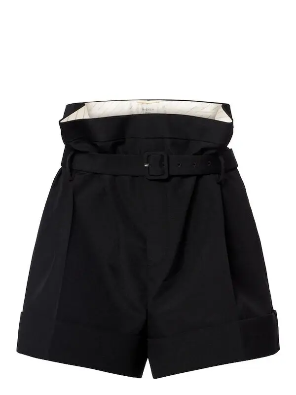 Saint Laurent Belted Mohair And Wool Shorts - Black