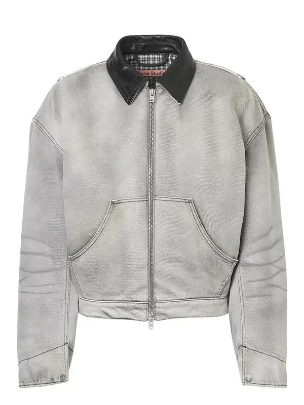 Acne Studios Leather-trimmed Denim Jacket - Grey