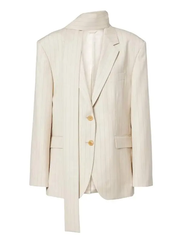 Acne Studios Pinstripe Wool Blazer - Beige