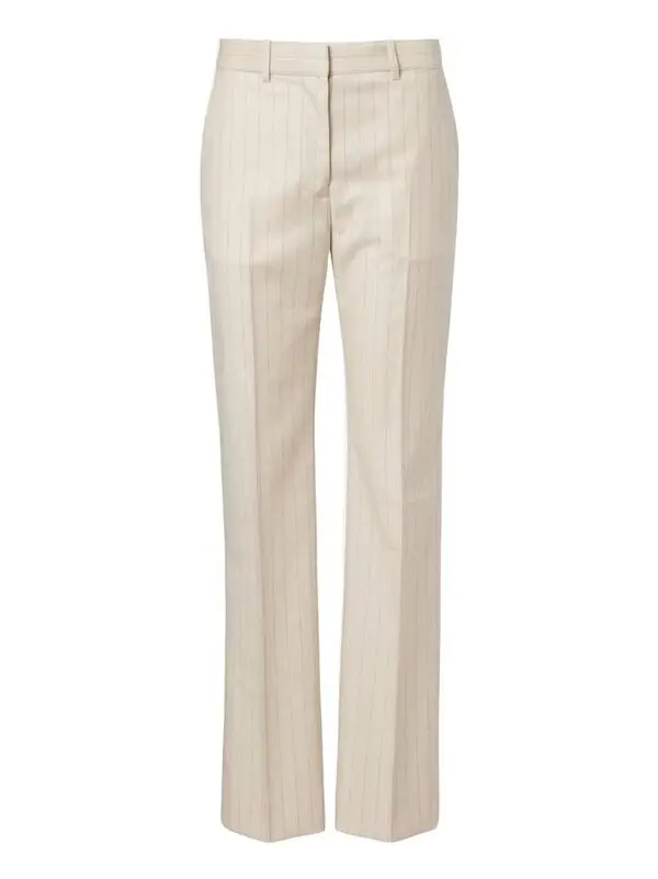 Acne Studios Pinstripe Wool Straight Pants - Beige
