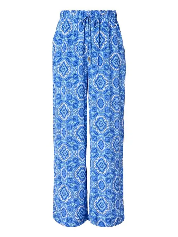 Heidi Klein Mykonos Printed Wide-leg Silk Pants - Blue