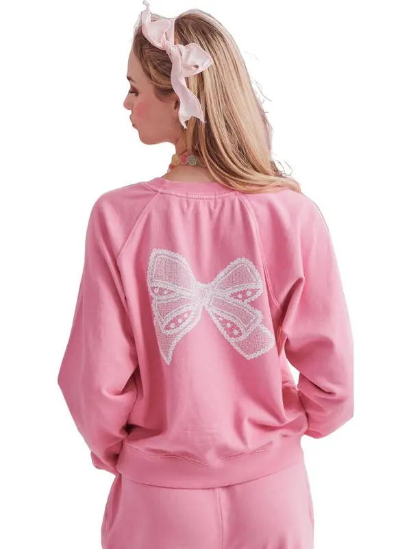 LoveShackFancy X Roller Rabbit Vintage Classic Crewneck - Vintage Valentine Blush
