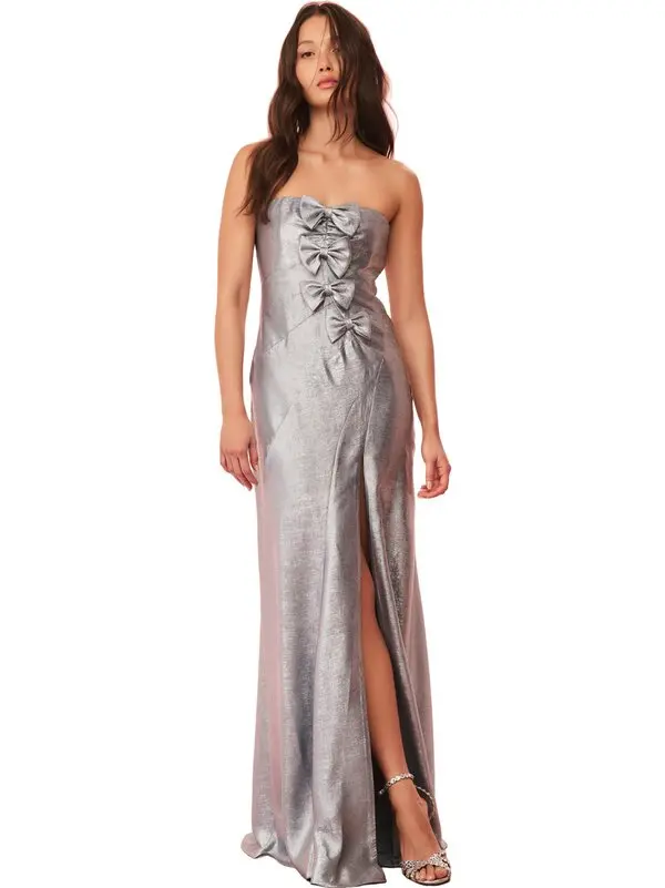 LoveShackFancy Elmina Strapless Metallic Gown - Metallic Baby Blue