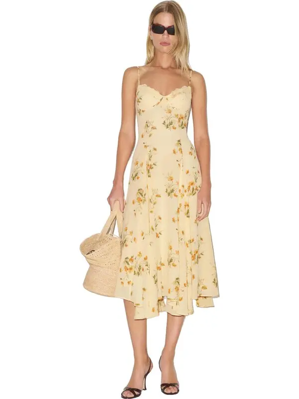 REFORMATION Laia Lace Dress - Yellow