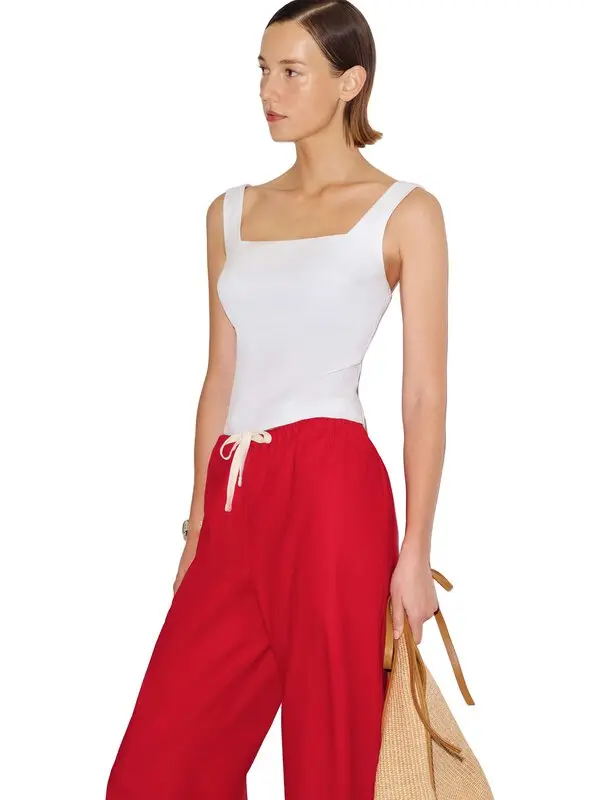 REFORMATION Clarence Linen Top - Ivory