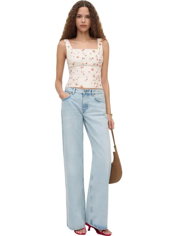 REFORMATION Clarence Linen Top - Ivory
