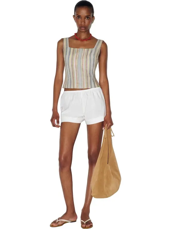 REFORMATION Clarence Linen Top With Square Neckline - Multi