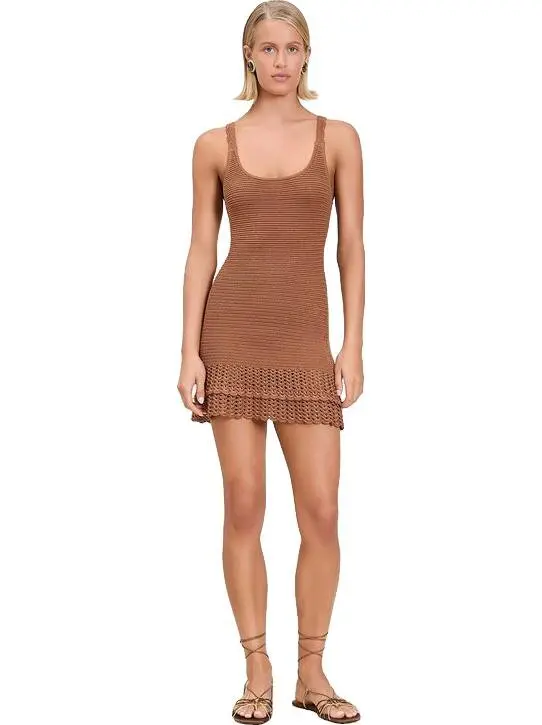 Devon Windsor Willamina Crochet Mini Dress - Brown / Multicolor / Neutral