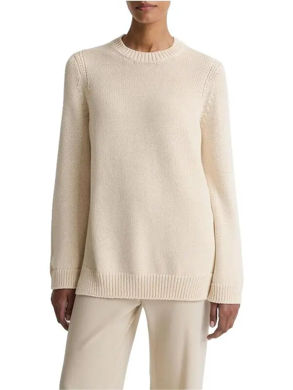 Vince Italian Cotton-blend Tunic Sweater - Neutral / White