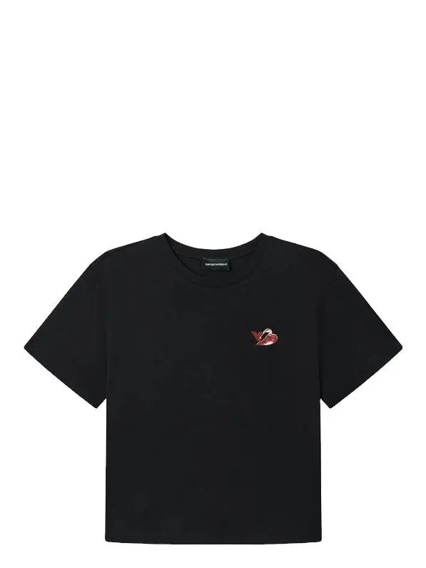 Emporio Armani Organic Jersey T-shirt With Logo Stamp - Black