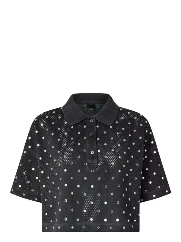 Pinko Sequin-embellished Cropped Polo Top - Black