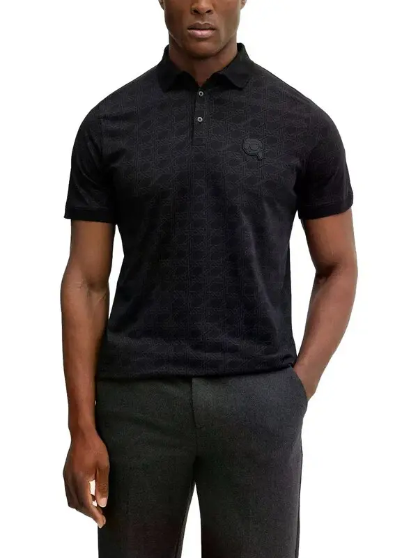 Karl Lagerfeld Printed Appliqué-detail Polo Shirt - Black