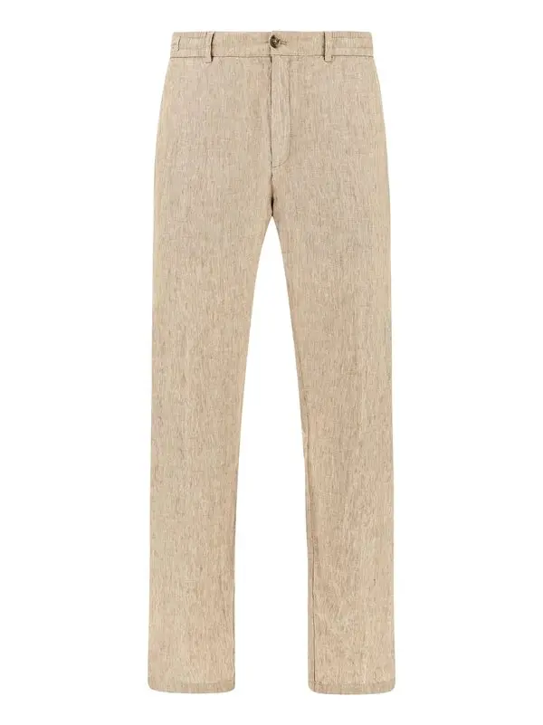 Paul & Shark Linen Chino Trousers With Drawstring - Beige