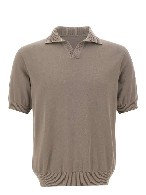 Paul & Shark Open-neck Cotton Polo Shirt - Brown