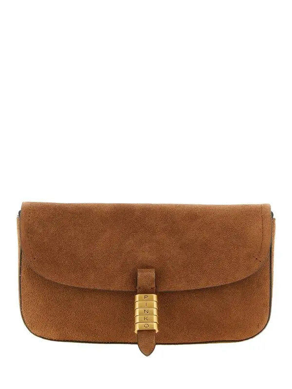 Pinko Saddle Flat Shoulder Bag - Brown