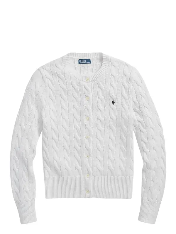 Polo Ralph Lauren Cable Knit Cardigan With Logo - White