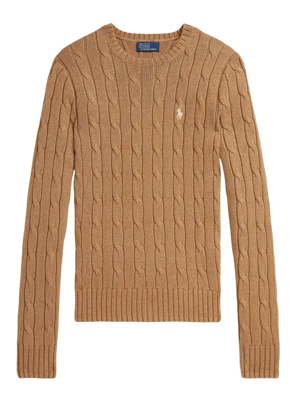 Polo Ralph Lauren Cable Knit Sweater With Logo - Beige