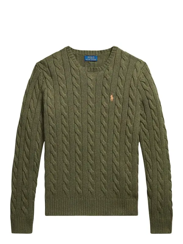 Polo Ralph Lauren Cable Knit Crewneck Sweater With Logo - Green