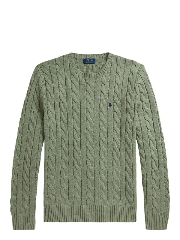 Polo Ralph Lauren Cable Knit Crewneck Sweater With Logo - Green
