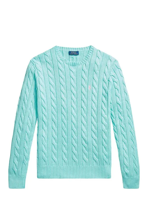 Polo Ralph Lauren Cable Knit Sweater With Logo - Sky Blue