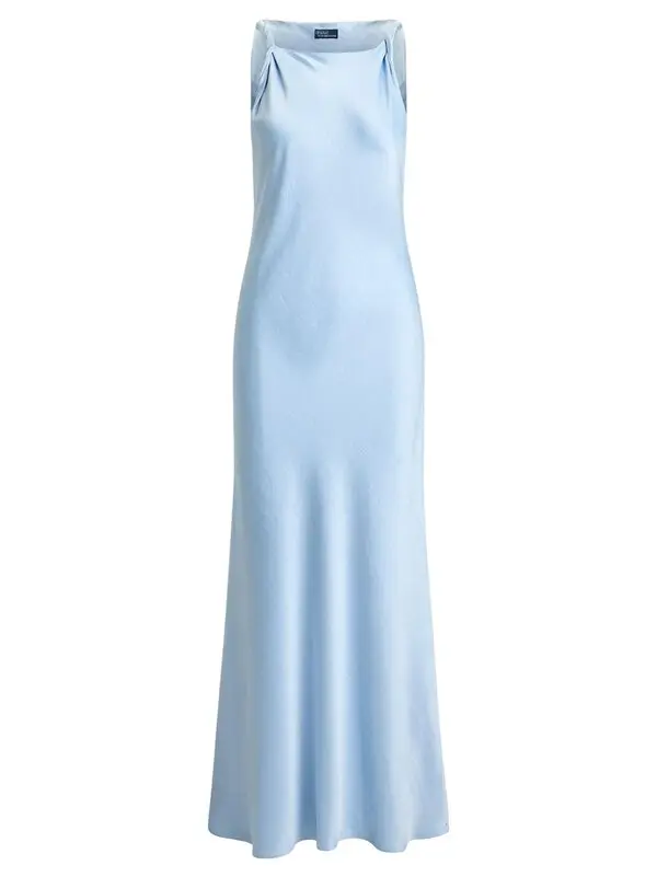 Polo Ralph Lauren Satin Dress With Woven Shoulder Straps - Sky Blue