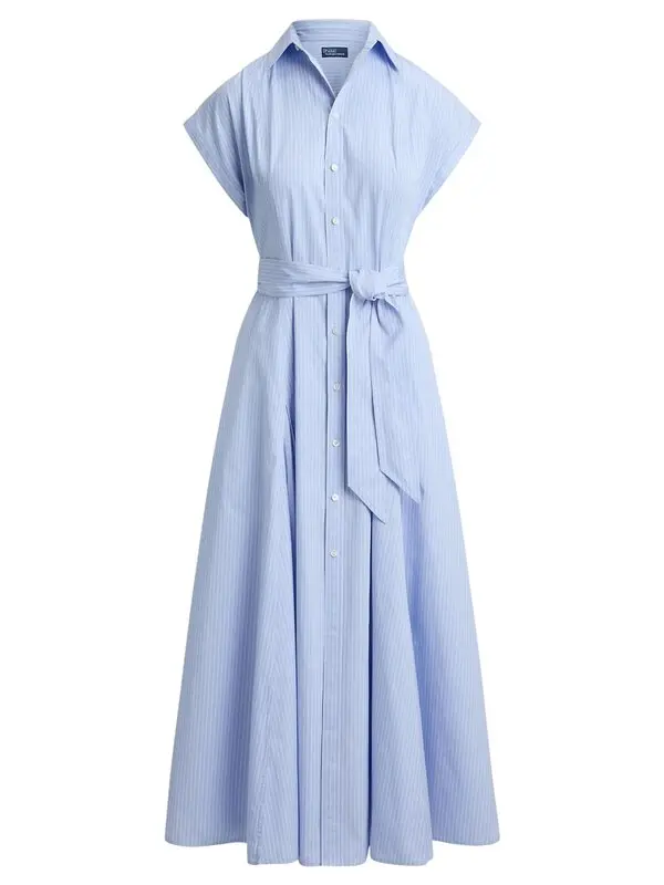 Polo Ralph Lauren Striped Belt Shirt Dress - Sky Blue