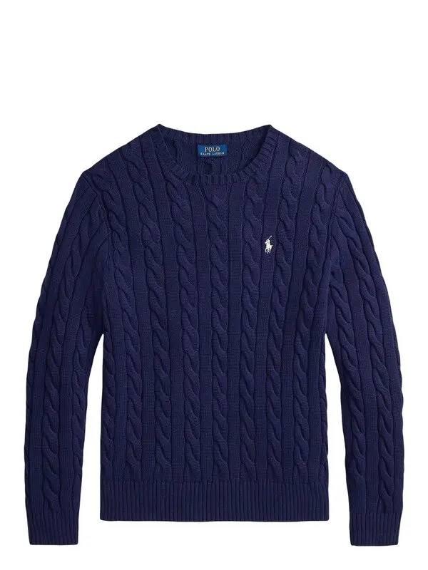 Polo Ralph Lauren Cable Knit Sweater With Logo - Blue