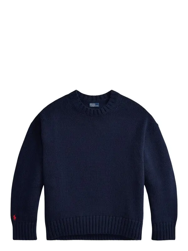 Polo Ralph Lauren Crew Neck Sweater With Embroidered Logo - Blue