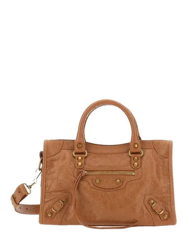 Balenciaga Le City Small Leather Handbag - Beige