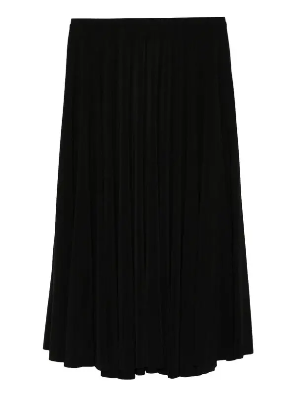 Norma Kamali Pleated Midi A-line Skirt - Black