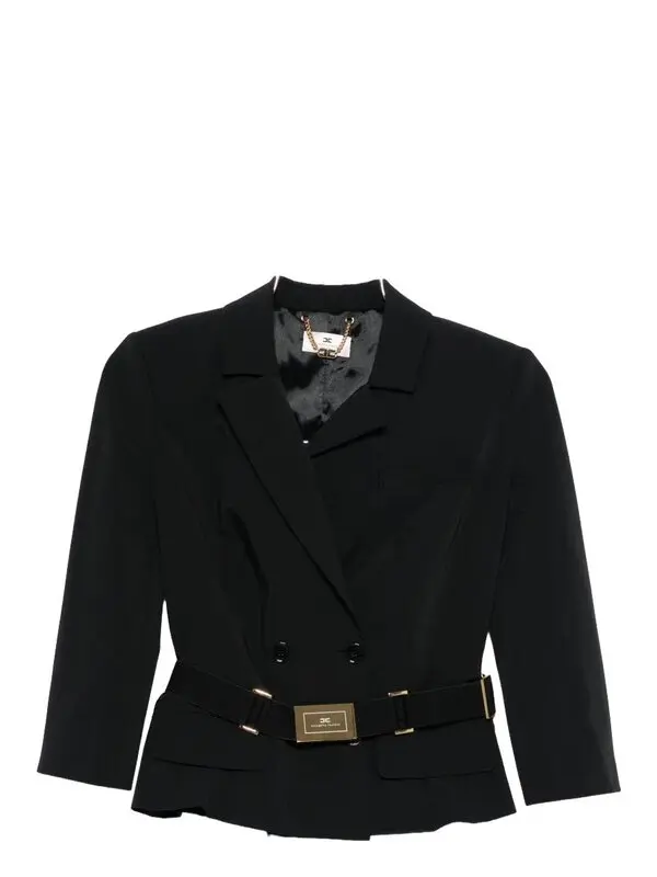 Elisabetta Franchi Belted Double-breasted Jacket - Black