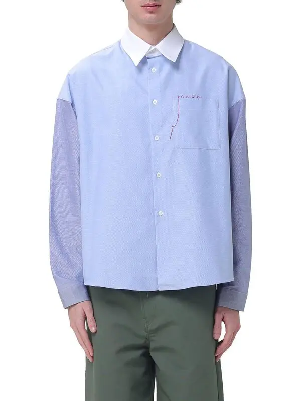 Marni Cotton Shirt With Logo - Blue