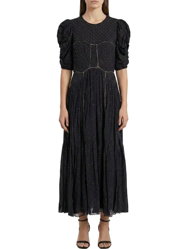Isabel Marant Étoile Cotton Polka Dot Midi Dress - Black