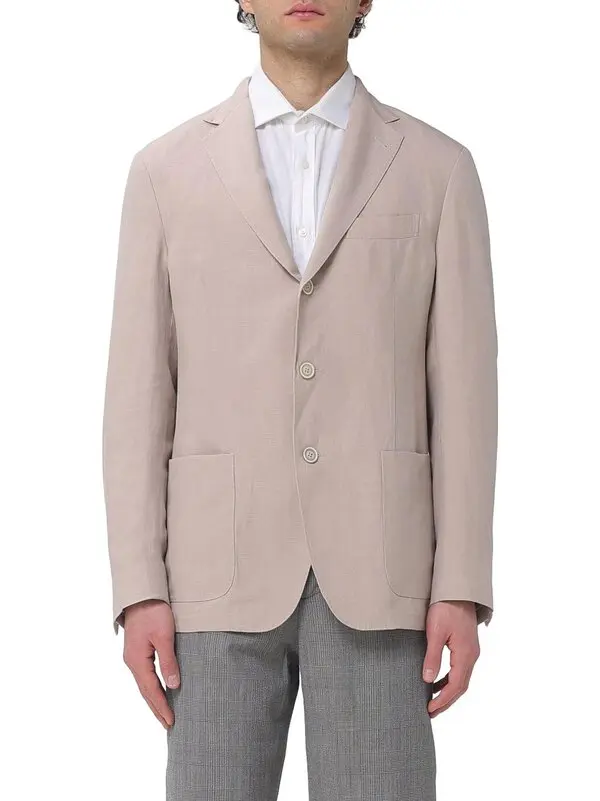 Eleventy Single Breasted Linen Blend Blazer - Dust