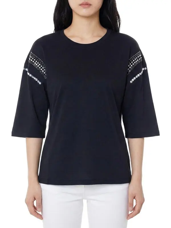Liu Jo Embellished Sleeve T-shirt - Black
